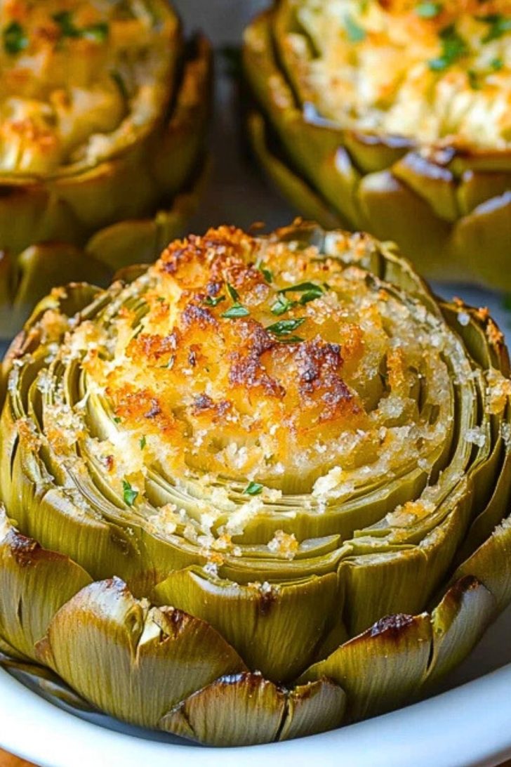 Buttery stuffed artichokes