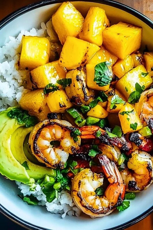 Shrimp Avocado Mango Bowls