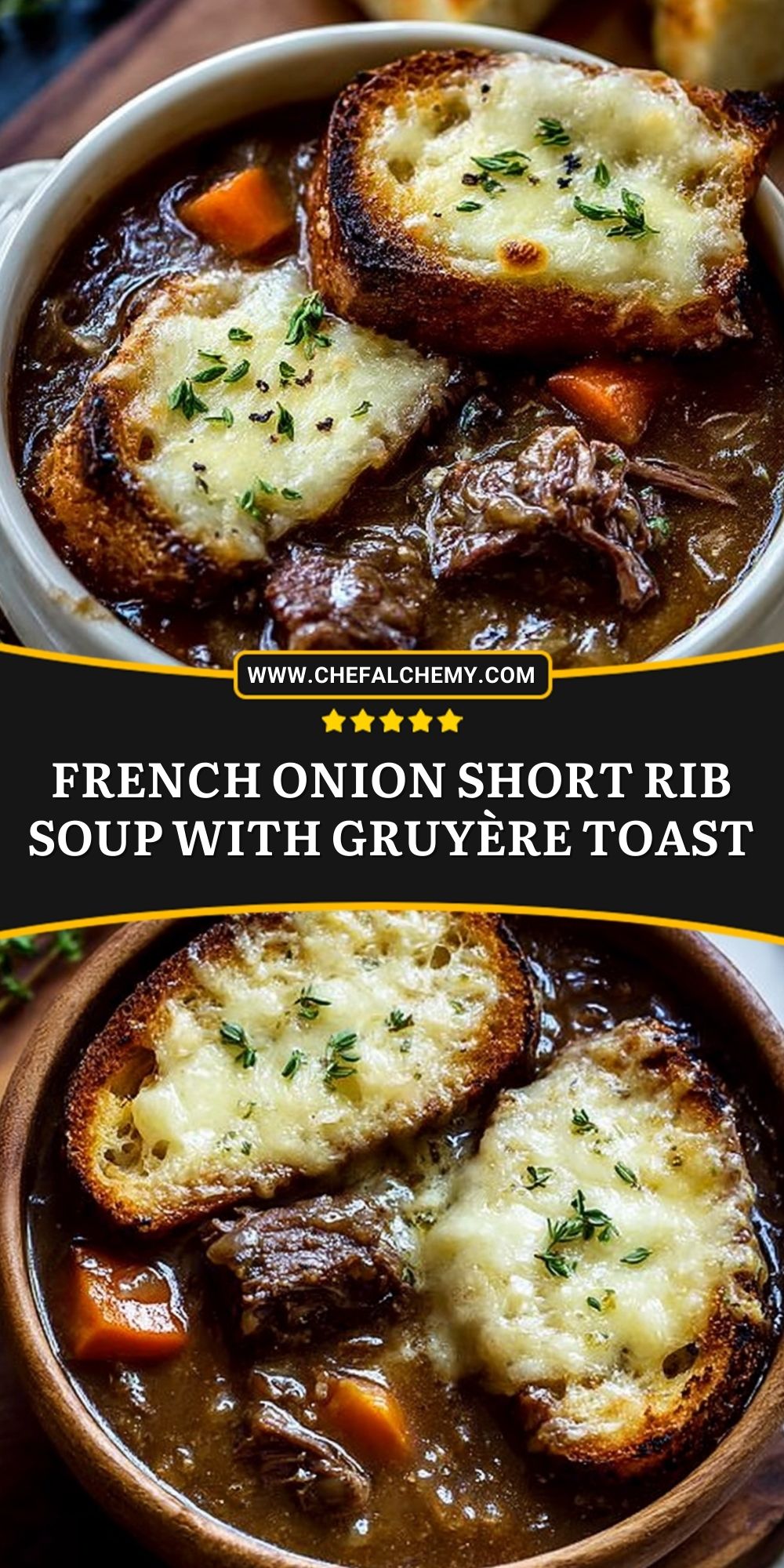 French Onion Short Rib Soup with Gruyère Toast