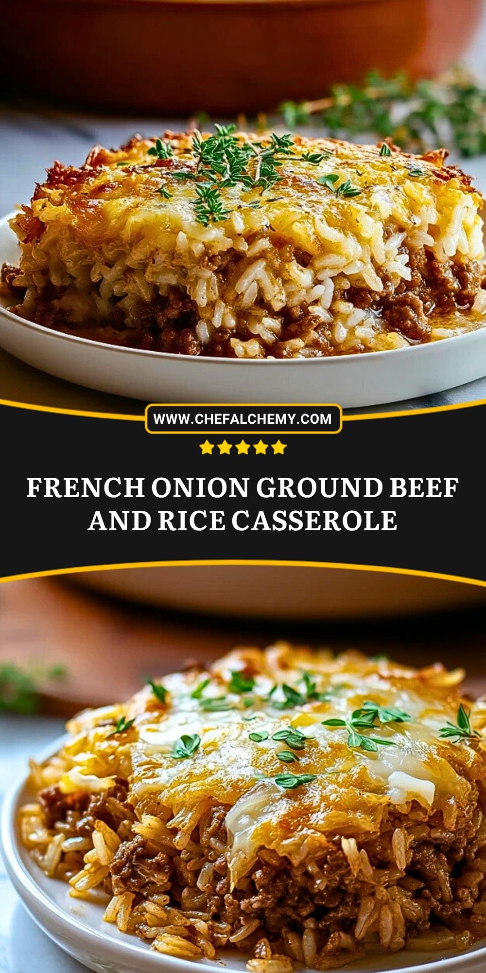 French Onion Ground Beef and Rice Casserole
