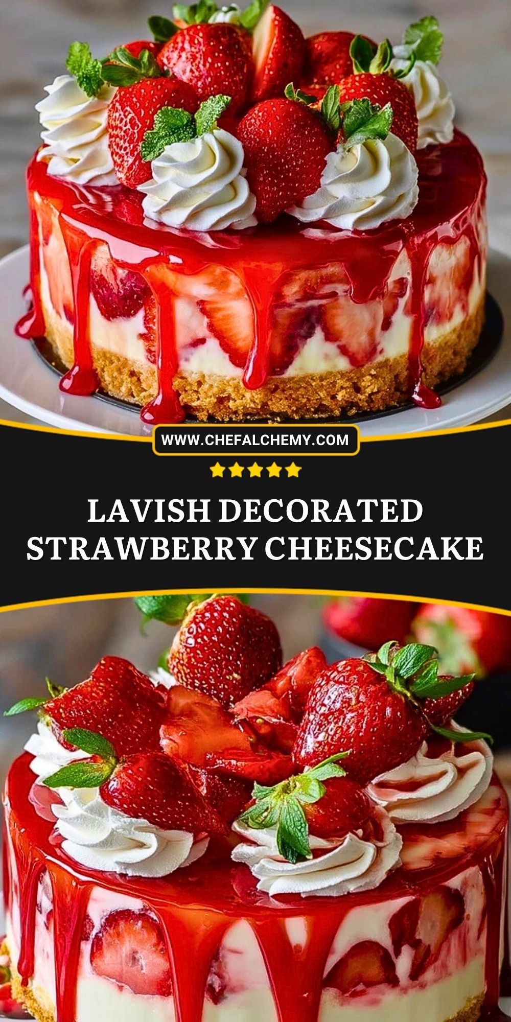Lavish Decorated Strawberry Cheesecake